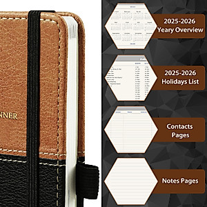 2023 Pocket Planner - Pocket Calendar 2023, Weekly Monthly Planner from January 2023 to December 2023, Small Planner for Purse with Elastic Closure, Inner Pocket