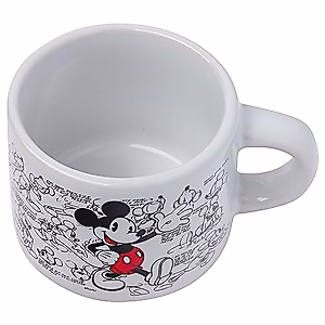 Silver Buffalo Disney Mickey Mouse Vintage Sketches Art 4pc Stackable Ceramic Espresso Small Cup Set, 3 Ounces