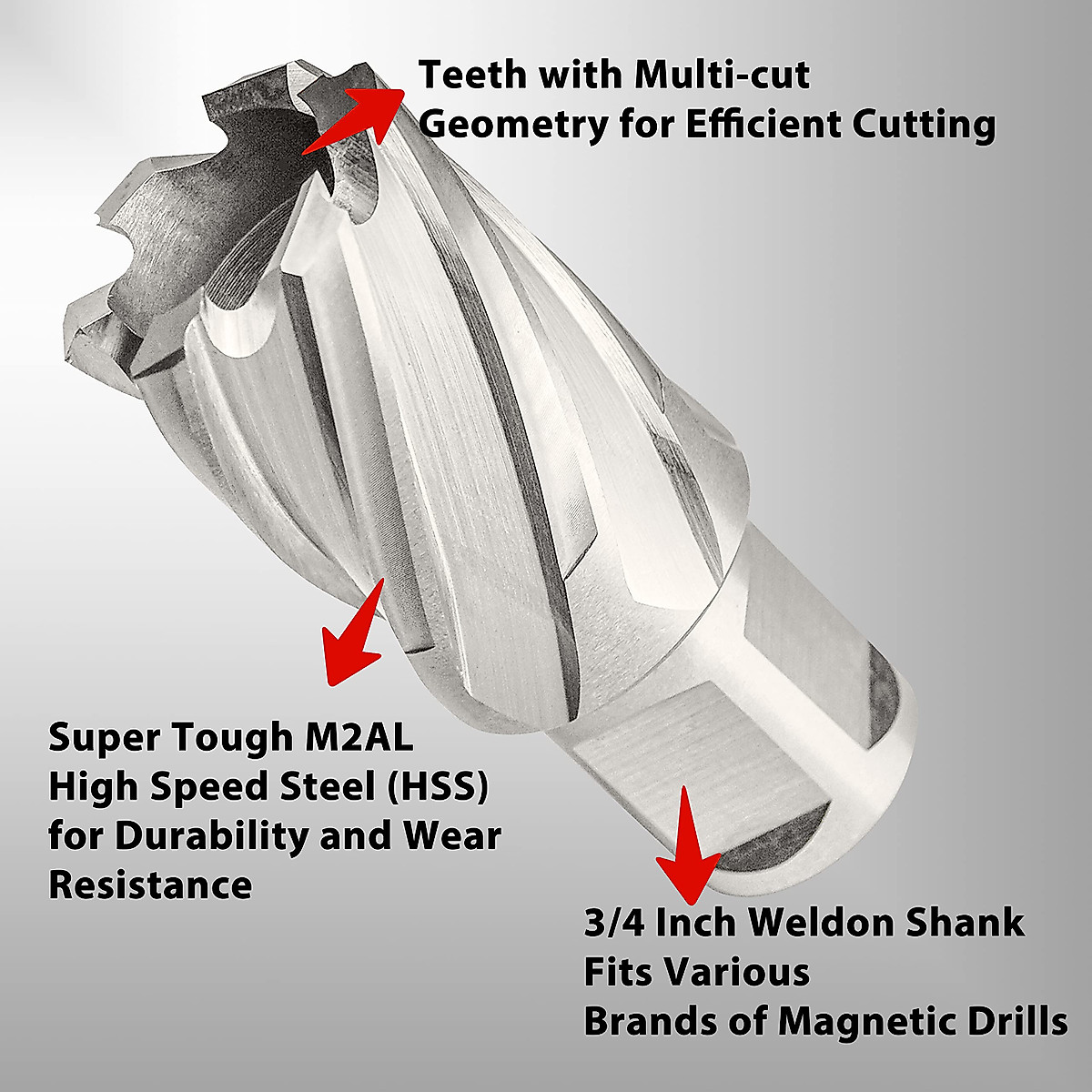 S&F STEAD & FAST Annular Cutter, 1” Diameter x 1" Depth of Cut for Magnetic Drill Press, Mag Drill Bit with Pilot Pin