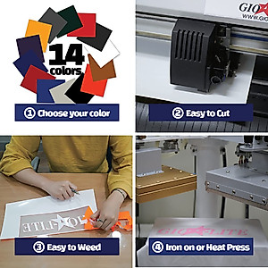 GIO-FLEX 3D Puff Vinyl Heat Transfer 10" x 12" - 14 Sheets Foaming HTV Assorted Colors Bundle/Variety Pack, Adhesive Vinyl, Iron-On Transfer, Heat Press with Cricut Silhouette Cameo