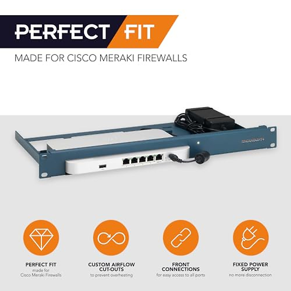 Rackmount.IT | RM-CI-T4 | Rack Mount Kit for Cisco Meraki MX64 / MX64W / MX67 / MX67W / MX67C RM-CI-T4