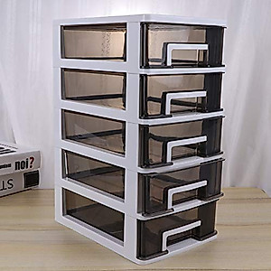 BESPORTBLE Plastic Drawers Small Household Plastic Furniture Double- Layer Storage Cabinet PlasticMulti- Layer Storage Shelf Shoe Storage Box Storag Locker (White Frame and Transparent Black) 3