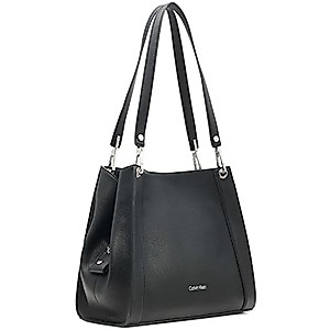 Calvin Klein Reyna Novelty Triple Compartment Shoulder Bag, Black/Silver Combo,One Size