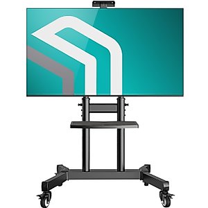 ONKRON Mobile TV Stand on Wheels for 50-90 Inch Screens, Portable TV on Wheels up to 198.4 lbs - Adjustable Rolling TV Stand Max VESA 800x600 / Mobile TV Cart with Wheels Tilt Black