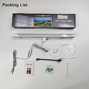 ACNCTOP Picture Light Art Wall Sconces - Dimmable 3200K-6500K 10 Watt USB Power Supply LED Display Lights for Picture Frame Artworking Portrait Gallery Tapestry Wall Art Light