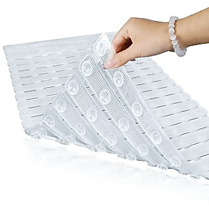 Setsail Bathtub and Shower Mats, Non-Slip Safe Bath Tub Floor Mats with Hundreds of Suction Cups and Grille Drainage Outlet Machine Washable Bath Mat for Bathroom Tub Accessories, Clear