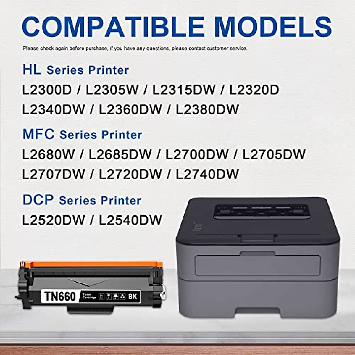 High Yield TN660 Black Toner Cartridge - Compatible TN-660 TN 660 PIONOUS Replacement for Brother HL-L2300D HL-L2305W HL-L2360DW HL-L2380DW DCP-L2520DW MFC-L2680W MFC-L2707DW Printers - 2 Pack