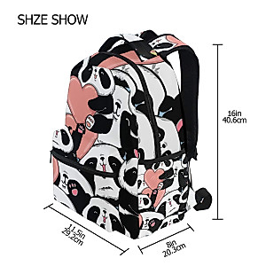 Valentine Day Animal Panda Heart School Backpack Casual Shoulder Bag College Bookbag Travel Hiking Daypack