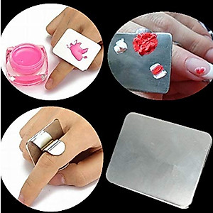Frcolor 2PCS Nail Art Palette Stainless Steel Makeup Mixing Palette Ring Nail DIY Art Design Paint Color Mixing Palette Metal Tool