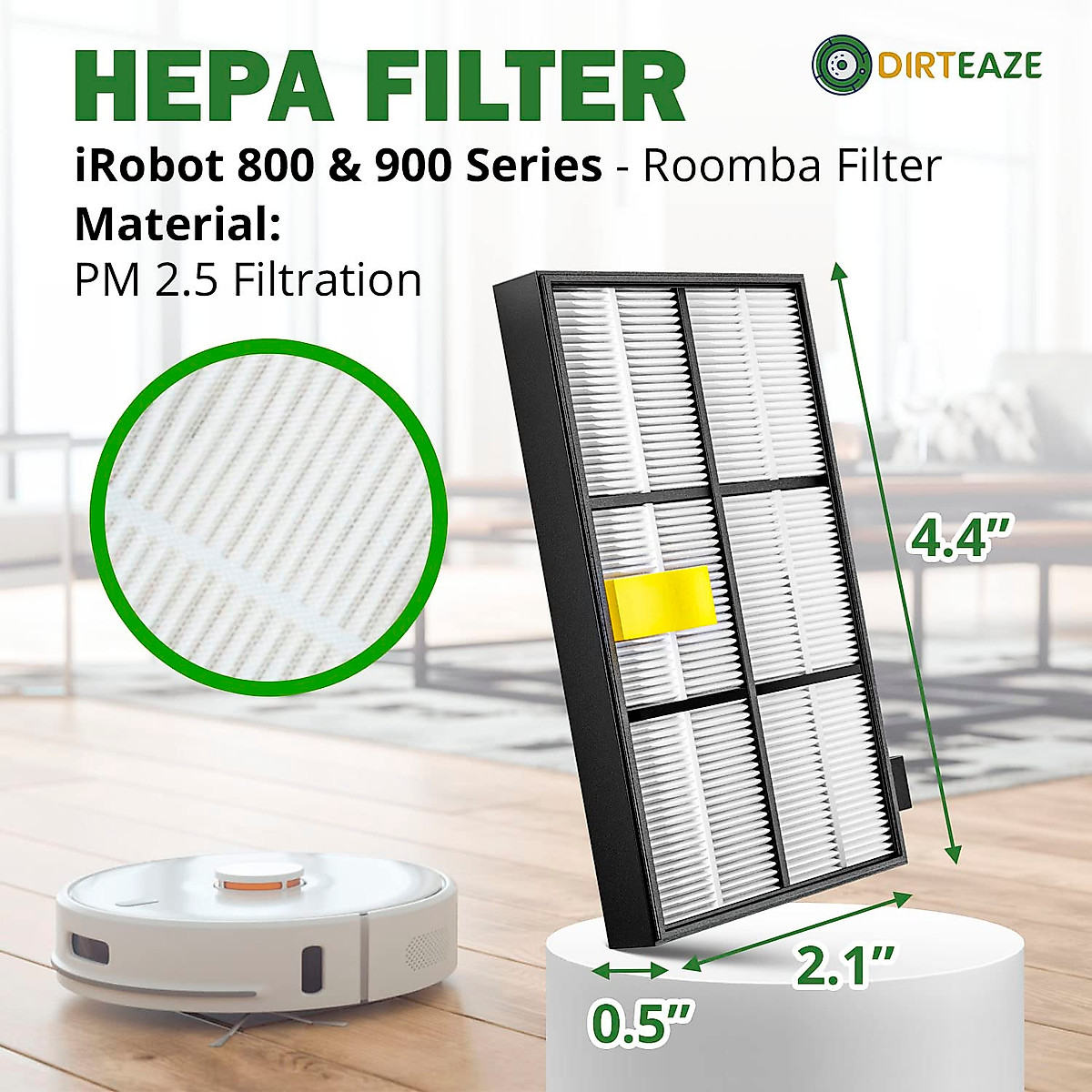 iRobot Roomba 3 High Efficiency HEPA Filters Replacement for Robotic Vacuums Series 805 850 860 861 864 866 870 871 880 890 960 966 980 990 | Compatible Parts Accessories