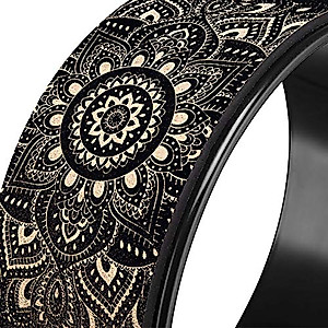 YOGA DESIGN LAB | THE YOGA WHEEL | Eco Printed, Extra Strength, Padded, Dharma Exercise Wheel | Designed in Bali | Enhance Your Postures and Stretch Deeper (Mandala Black,)