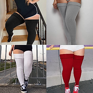 Neoviancia Plus Size Thigh High Socks for Thick Thighs Women- Widened Extra Long Thick Knit Over the Knee Stockings- Boot Socks Leg Warmers