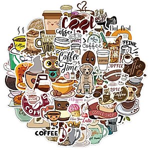 Food Stickers - 50 Pcs Candy Biscuit Coffee Ice Cream Stickers,Vinyl Waterproof DIY Decorations for Laptop Water Botter Guitar,Cocktail Beer Toast Supplies,Lollipop Vegetable Decor for Teens Adults