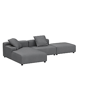 Acanva Luxury Modern Modular L-Shape Sectional Sofa Set, 3 Seat Upholstered Couch with Chaise Lounge for Living Room Bedroom Apartment, Dark Grey