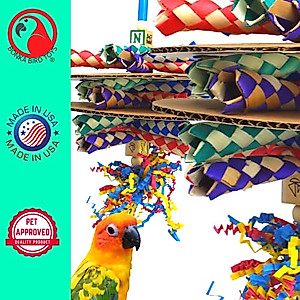 Bonka Bird Toys 2308 Trap Sandwich Small Medium Bird Toy Bamboo Woven Finger Forage Treat Traps Cardboard Wood Chew Cockatiels Parakeets Conures and Other Similar Birds.