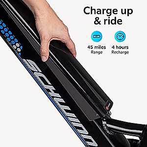 Schwinn Kettle Valley Adult Electric Bike, 18.5-Inch Aluminum Frame, 7 Speed, 700c Wheels, 375Wh Battery, Gloss Black