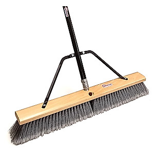 American Select Tubing Heavy Duty 24" Multi-Surface Push Broom with Green/Black Handle for Garage, Warehouse, Driveways, Sidewalks, Patio Sweeping