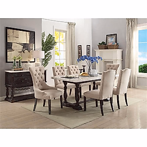 Acme Gerardo 72" Marble Top Dining Table in White and Espresso