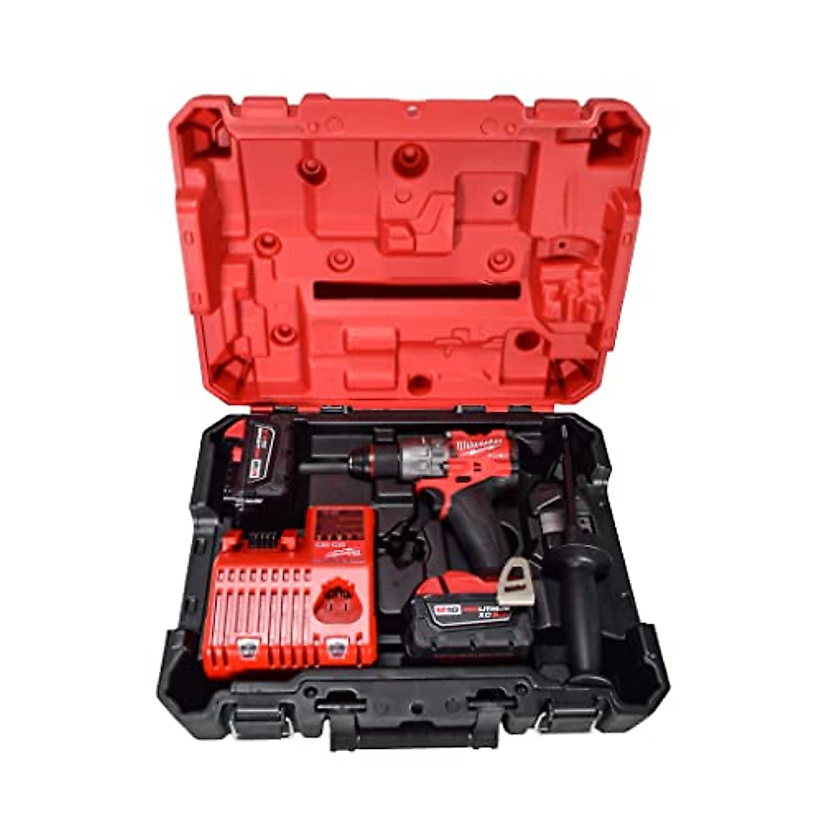 Milwaukee 2904-22 12V 1/2'' Hammer Drill/Driver Kit with (2) 5.0Ah Batteries, Charger & Tool Case Red