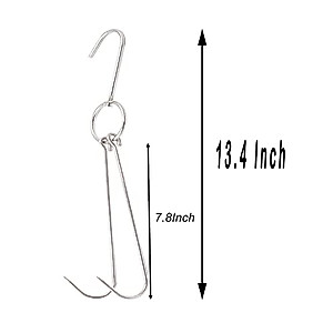 Alele Double Hooks Meat Hooks Poultry Roasting Hooks Butcher Hook Processing Meat Hook Stainless Steel Rotary Device Slaughtering Barbecue (13.4in Meat Hooks)