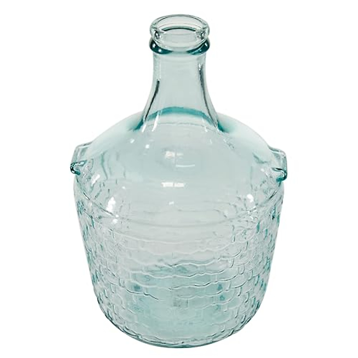 Deco 79 Recycled Glass Handmade Spanish Vase with Bubble Texture, 8" x 8" x 12", Clear