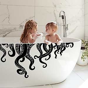 SUPERDANT Black Octopus Tentacles Wall Stickers Sea Animal Wall Decal Mural Home Art Decor Vinyl Wall Art 10pcs Octopus Tentacles Decor for Bathroom Bathtub Toilet Seat Vinyl Transfer Sticker