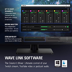 Elgato Wave:3 - USB Condenser Microphone and Digital Mixer for Streaming, Recording, Podcasting - Clipguard, Capacitive Mute, Plug & Play for PC/Mac (Renewed)