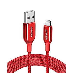 Anker Powerline+ III Lightning to USB A Cable, (6ft MFi Certified), USB Charging/Sync Lightning Cord Compatible with iPhone 11/Xs/XR/X/8/AirPods, iPad and More (Red)