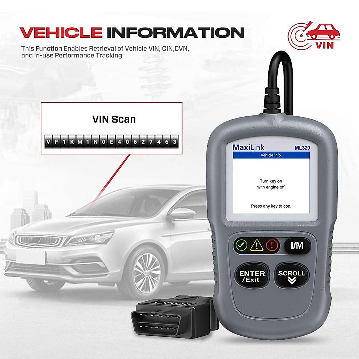 Autel ML329 OBD2 Scanner Advanced Version of AL319 Code Reader AutoVin Function Engine Fault CAN Scan Tool with Patented One-Click I/M