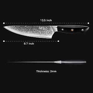 NFSQ Chef Knife Ultra Sharp Kitchen Knife Set 8-Piece, Premium High Carbon Stainless Steel Chefs Knife Set, Ergonomic Handle Professional Knives Set for Kitchen with Gift Box