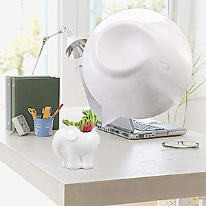 DOITOOL Cute Elephant Flower Pot, Succulent Planter Flower Pot for Cactus Bonsai Garden Decoration, Modern White Ceramic Flower Plant Containers for Home Garden Office Desktop Decoration (White)