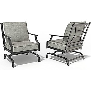 Grand patio 2 PCS Patio Furniture Sets Patio Chair Set Metal K/D Chat Set with Grey Cushions,Matched with Different Types of Tables