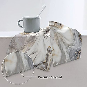 ainidamiss White Grey Gold Marble Decorative Hand Towels Ultra Soft Highly Absorbent Microfiber Kitchen and Bath Hand Towels Multipurpose for Bathroom Kitchen Gym Hotel and Spa 15.7x27.5 in