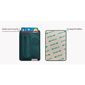 Phone Wallet Stick On Made of Imitation Leather with Stand and RFID Blocking Ideal Phone Card Holder for Credit Cards and ID Card Compatible with Most Smartphones (Green)