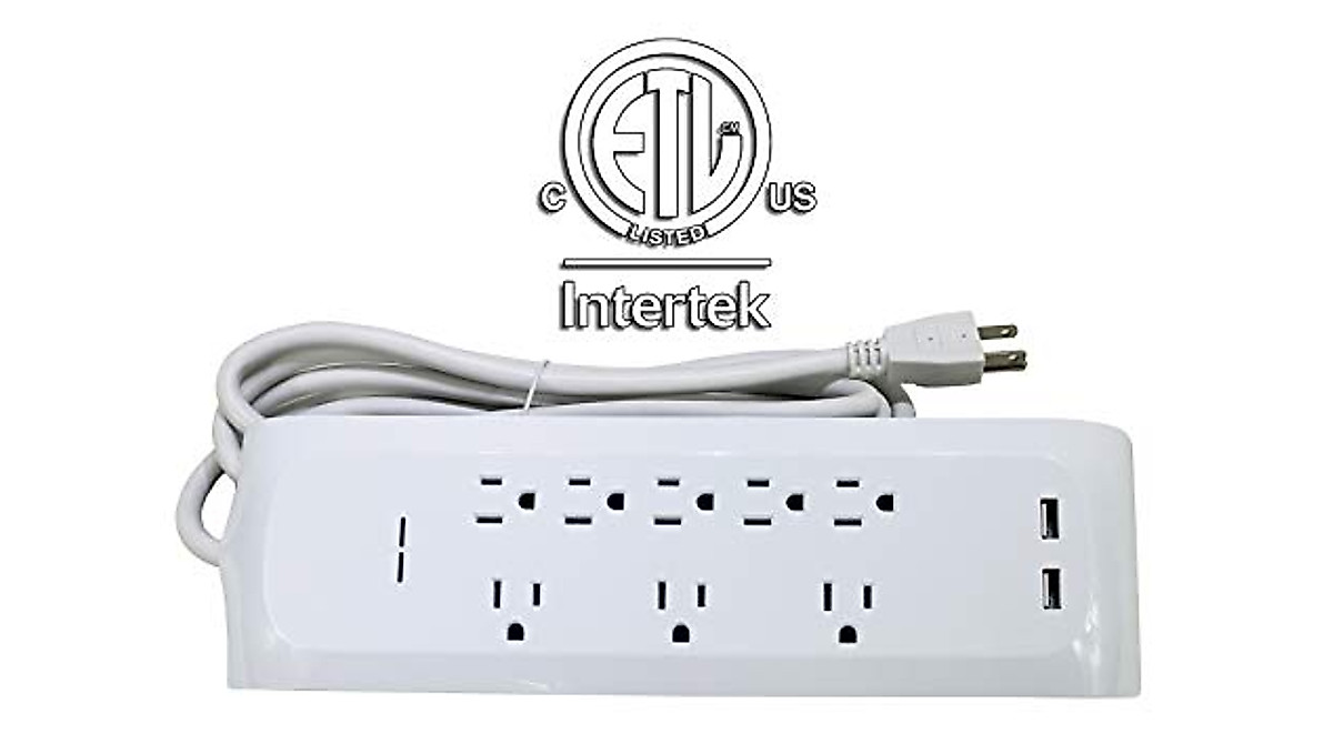 MaxWorks 50390 900 Joule 8 Outlet Power Strip with 2 USB Charging Ports ...