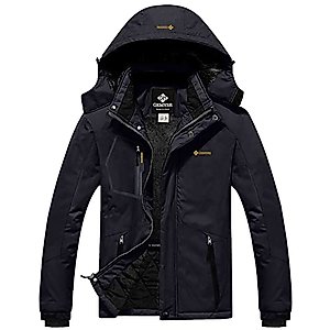 GEMYSE Men's Mountain Waterproof Ski Snow Jacket Winter Windproof Rain Jacket (Black,Medium)