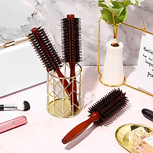 3 Pieces Boar Bristle Round Brush for Blow Drying Round Hair Brush with Wood Handle Quiff Roller Brush for Women Men and Girls (10/12/ 14 Rows)