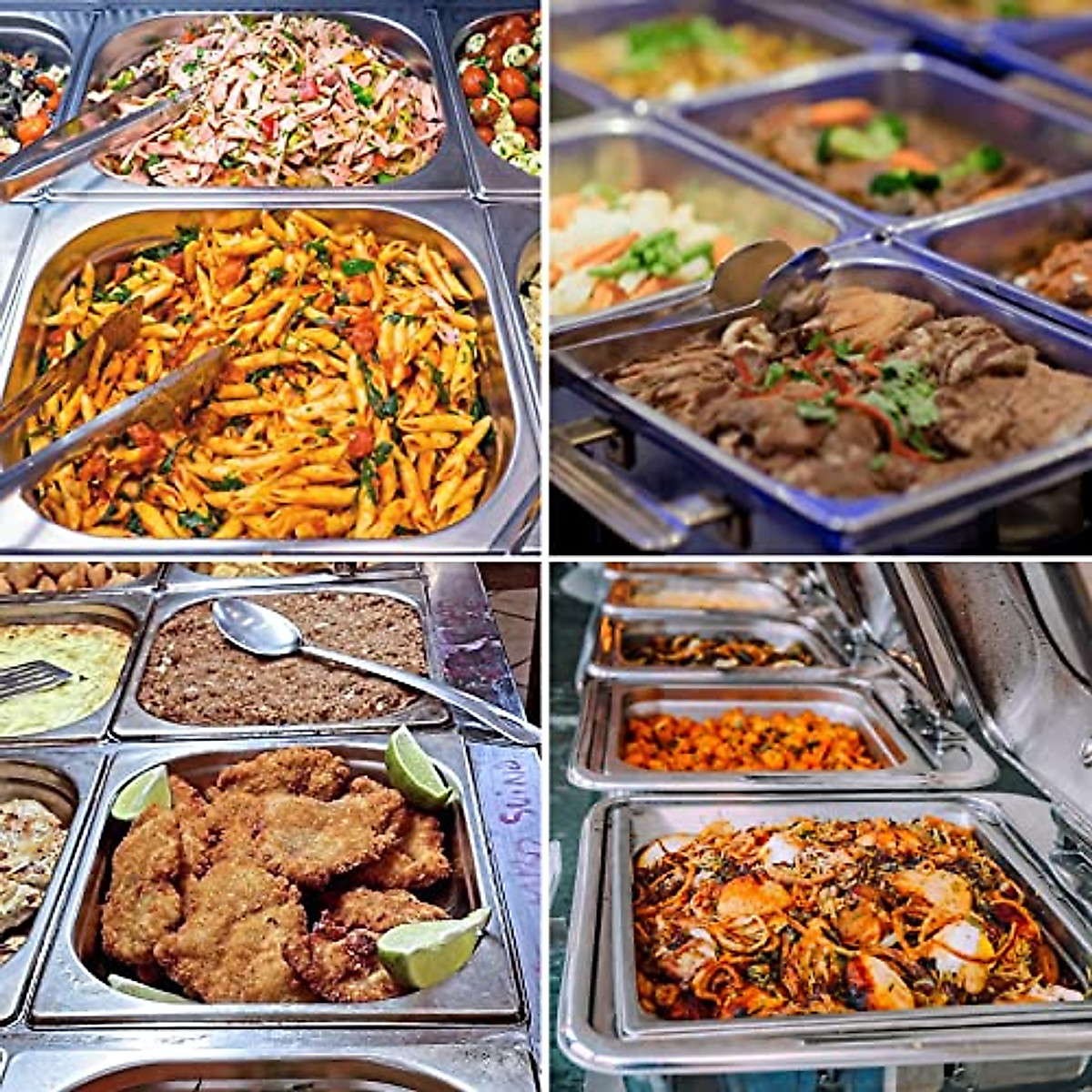 SINJEUN 8 Pack 1/6 Size x 4 Inch Deep Steam Table Pans, Stainless Steel Steam Pan Catering Food Pan for Restaurant, Hotel, Catering, Silver