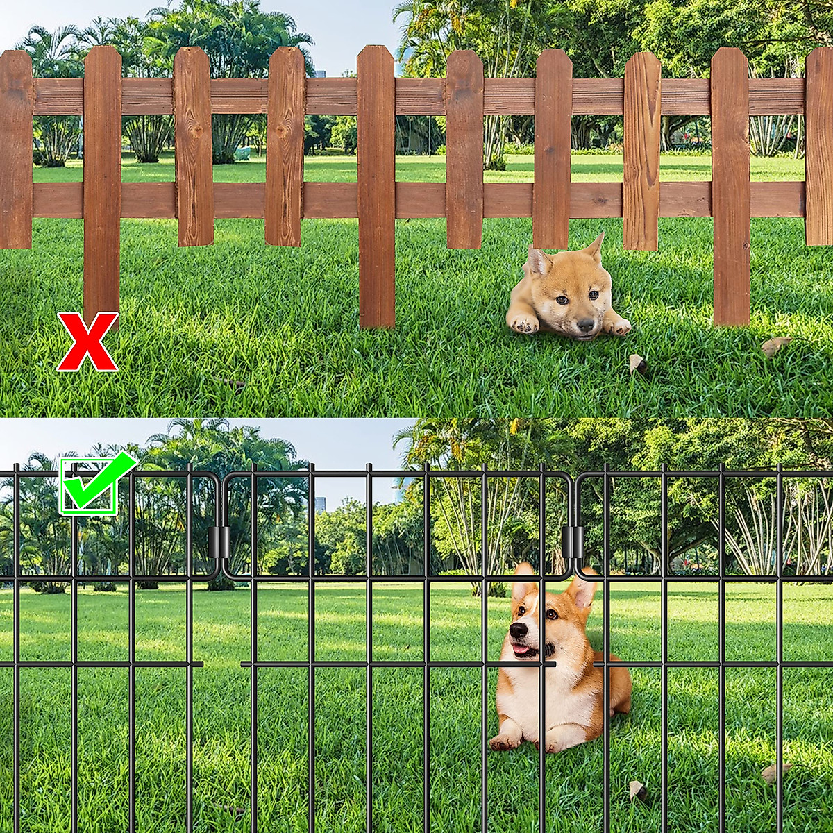 24 Pack Decorative Garden Fence Total 17in(H) x 27ft(L) No Dig Fencing, Rustproof Metal Wire Border Animal Barrier for Dogs and Rabbits, Flower Edging for Yard Landscape Patio Outdoor Decor