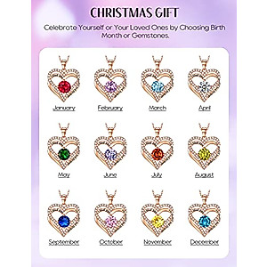 Lanzer 925 Sterling Silver Jewelry for Women,18K Rose Gold Necklaces for Women,Birthstone Diamond Heart Pendant for Christmas,Anniversary Jewelry Gift for Her Wife Mom,Girlfriend Necklaces Gift for Valentine’s Day Rose Gold-06-Jun
