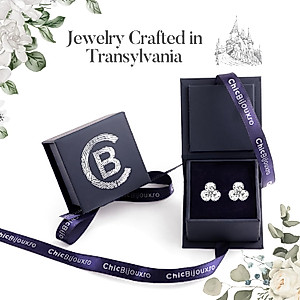 Chic Bijoux Birthstone Stud Earrings for Women, Handmade Earrings With 4 Austrian Crystals and 925 Sterling Silver, Gift for Her, Mom, Crystal Flower Jewelry, Xiris Collection