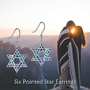 YFN Star of David Earrings Sterling Silver Star Dangle Earrings for Women