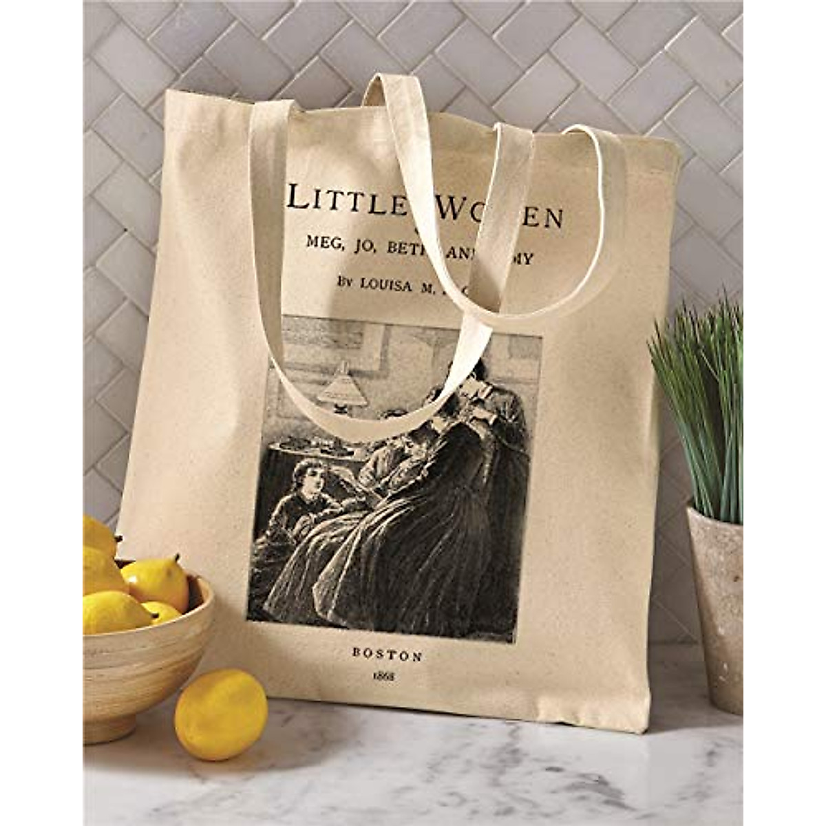 Literary tote bag. Handbag with book design. Book Bag. Library bag. Market bag (Little Women)