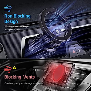 WixGear Compatible for MagSafe Car Mount [8 Strong Magnets] Magnetic Phone Holder for Car Hands Free iPhone Car Holder Mount Fit for iPhone 14 13 12 Pro Plus [New 2023 Model]