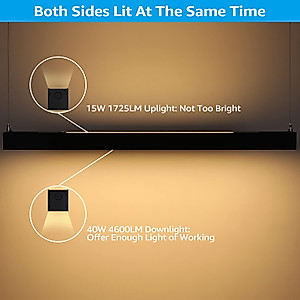 LEONLITE 4FT Linkable LED Linear Light, 40W 4600LM 3000K 4000K 5000K Downlight Selectable, 3CCT Up Down LED Kitchen Island, ETL Listed Aluminum Dimmable Office Light Fixture, Matte Black, Pack of 4