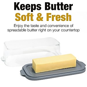 Eparé Large Butter Dish With Lid For Countertop - BPA-Free Butter Keeper - Counter Dishes For Soft Butter Storage - Covered Butter Dish With Lid - Tray Container For Soft Butter