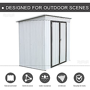 Shed 6' x 4' Outdoor Storage Shed Organizer, Garden Tool House for Backyard, Patio, Garage, Lawn, Alloy Steel, White