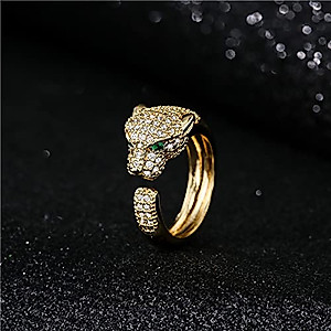 MEVESICUS 18k Gold Plated Rings Panther Rings Elegant CZ Cubic Zirconia Adjustable Rings for Women Gold Rings