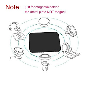 SALEX Replacement Metal Plates Set for Magnetic Car Phone Holders, Wall & Air Vent Mounts, Cases, Magnets. Kit of 16 Black Round Iron Discs Without Holes. 3M Adhesive Backing. Steel Sheets 16 Pack.