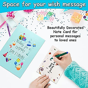 Gradient Mode Birthday Card, Musical Birthday Cards with Light and Music, Blowable Candle 3D Birthday Pop Up Cards, Blow Out LED Candle, Light Show and Play Happy Birthday Song For Women Men (Blue)